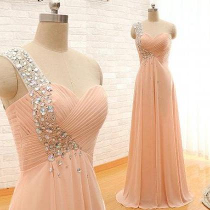Custom Made One Shoulder Crystal Prom Dress 2015 Arrival Sweetheart One ...