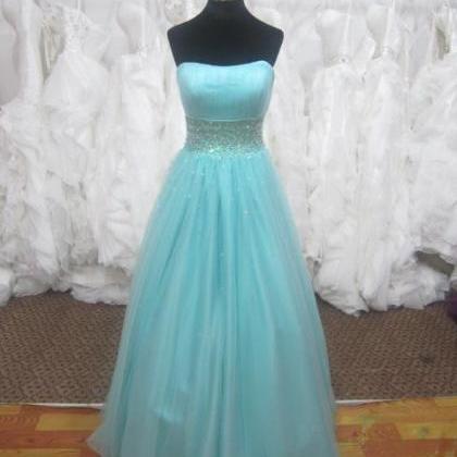 Blue Tulle Long Prom Gown 2015, Blue Prom Dresses, Formal Gown, Evening ...