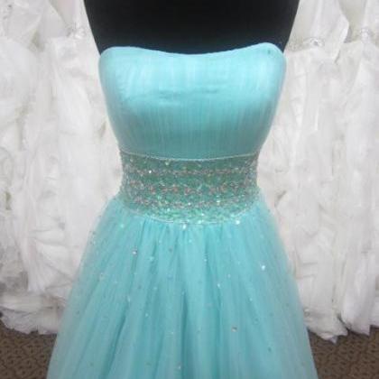 Blue Tulle Long Prom Gown 2015, Blue Prom Dresses, Formal Gown, Evening ...