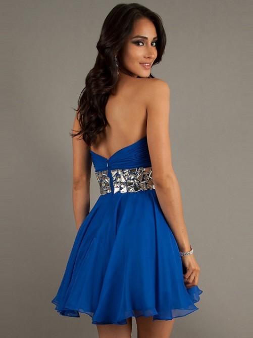 A-line/Princess Sweetheart Sleeveless Ruffles Chiffon Short/Mini Prom ...